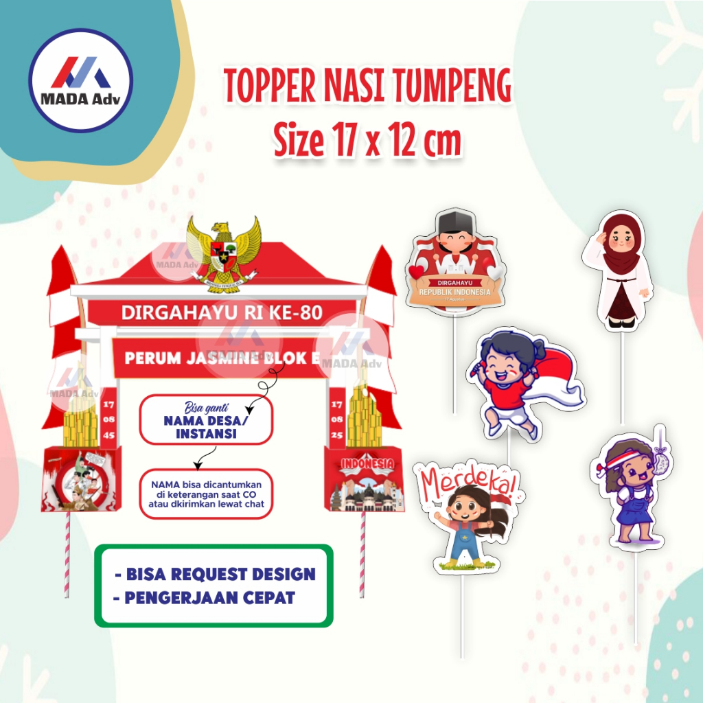 Jual Topper 17 Agustus / Tumpeng Kemerdekaan HUT RI/ Topper Custom ...