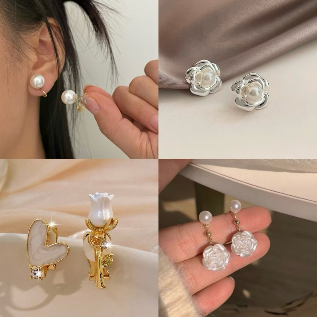 Jual Anting Jepit Anting Klip Bunga Mutiara Anting Clip Anting Tanpa ...