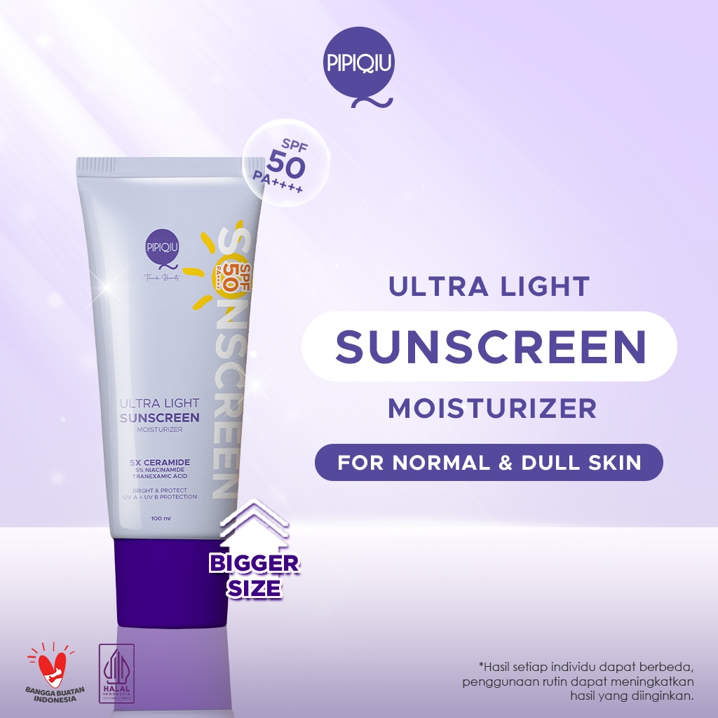 Jual Pipiqiu Ultra Light Sunscreen Moisturizer Bright & Protect SPF50 100ml (PSBP) | Shopee ...