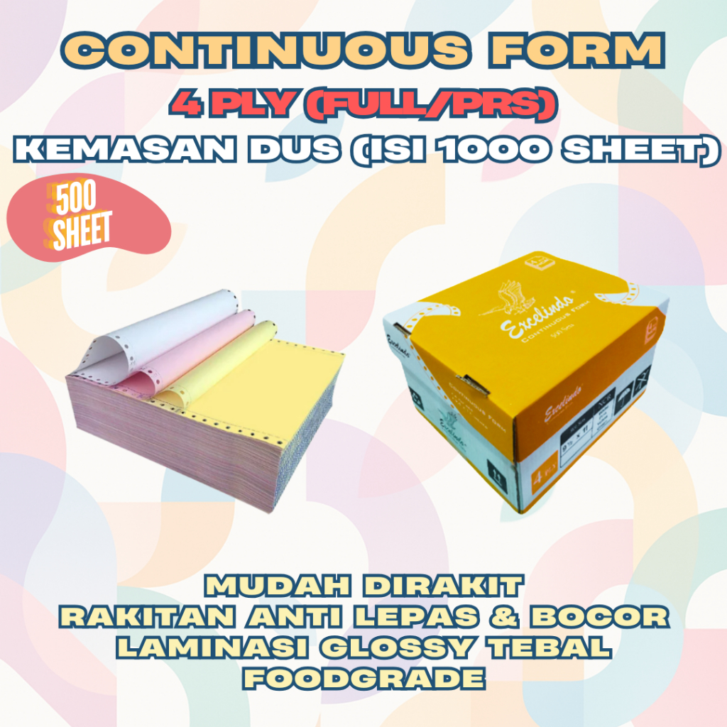Jual Excelindo Kertas Continuous Form 4 ply NCR 9 1/2x11 Ukuran FULL ...