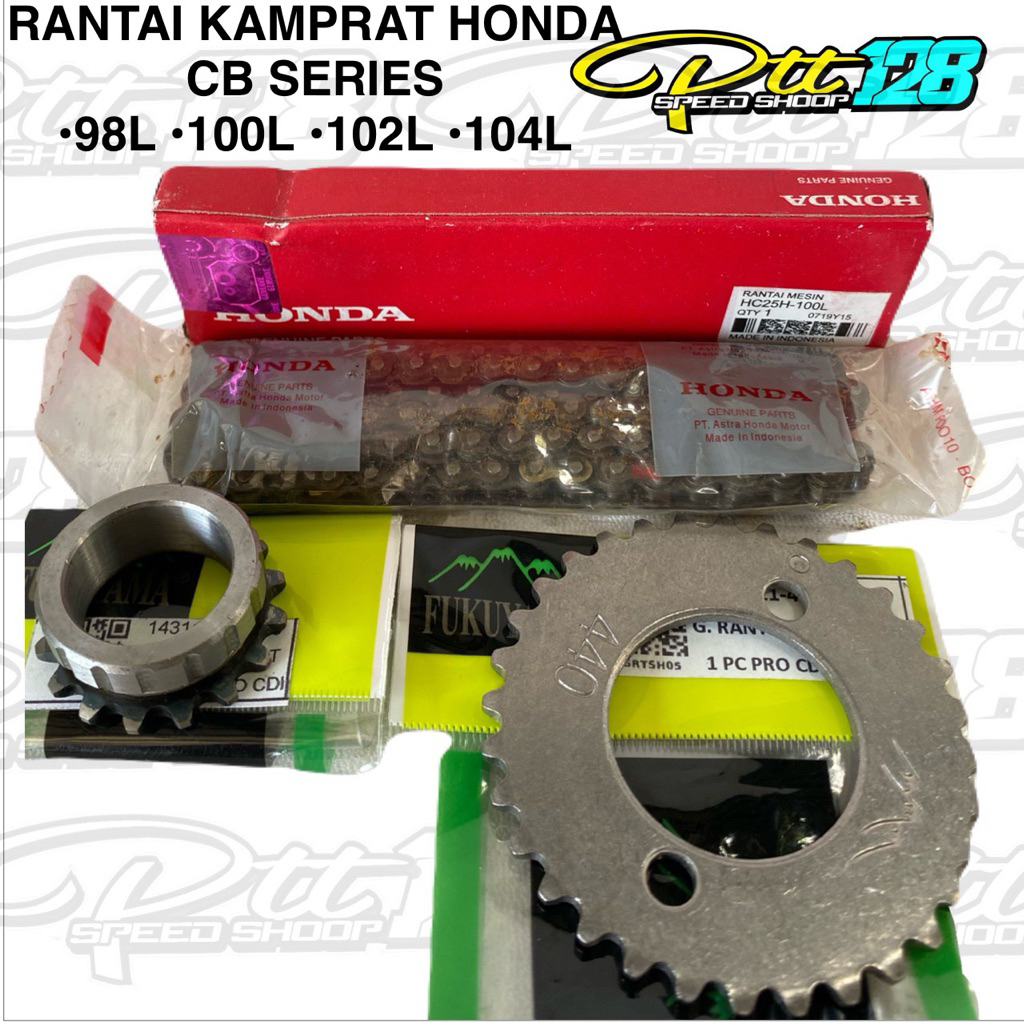 Jual RANTAI KAMPRAT KETENG SERIES HONDA 25H 98 100 102 104L SET GIGI ...