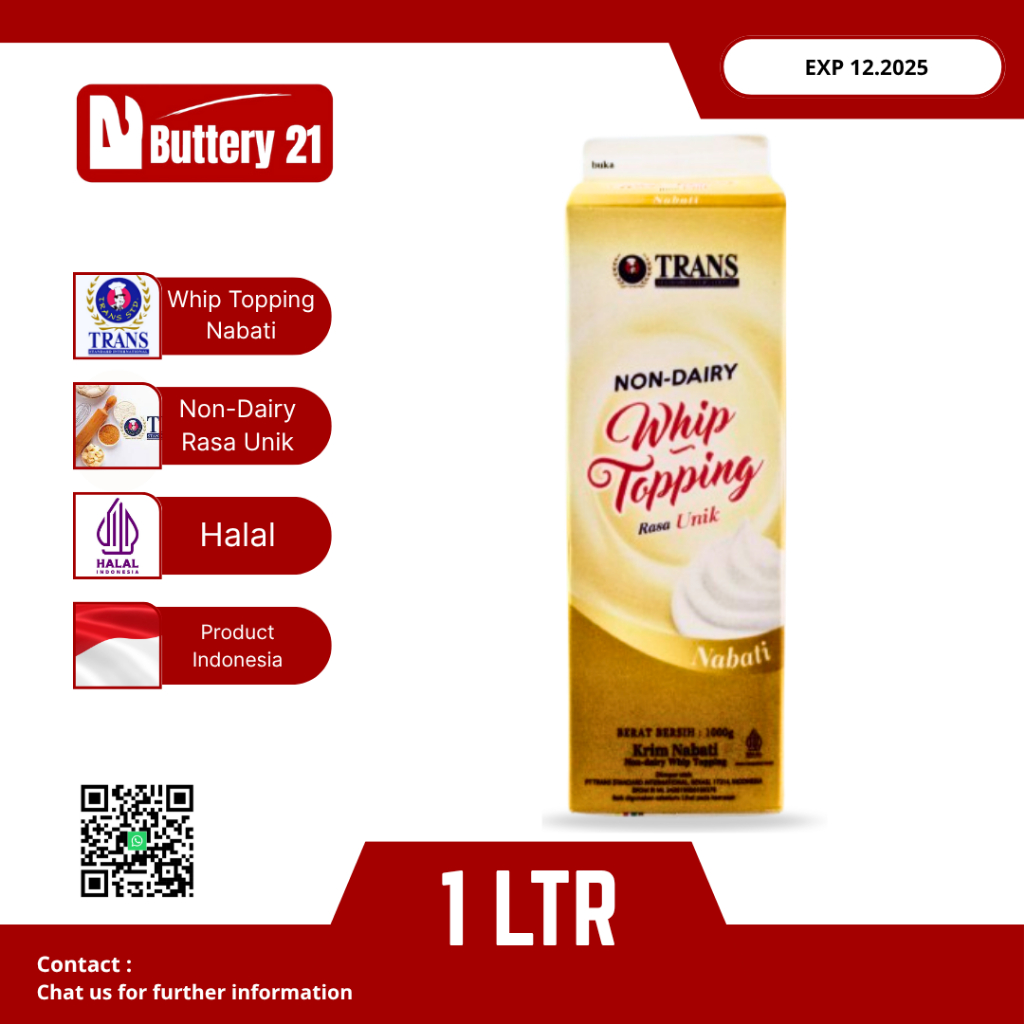 Jual TRANS GOLD WHIPPING CREAM 1 LTR/WHIP TOPPING NABATI NON-DAIRY ...