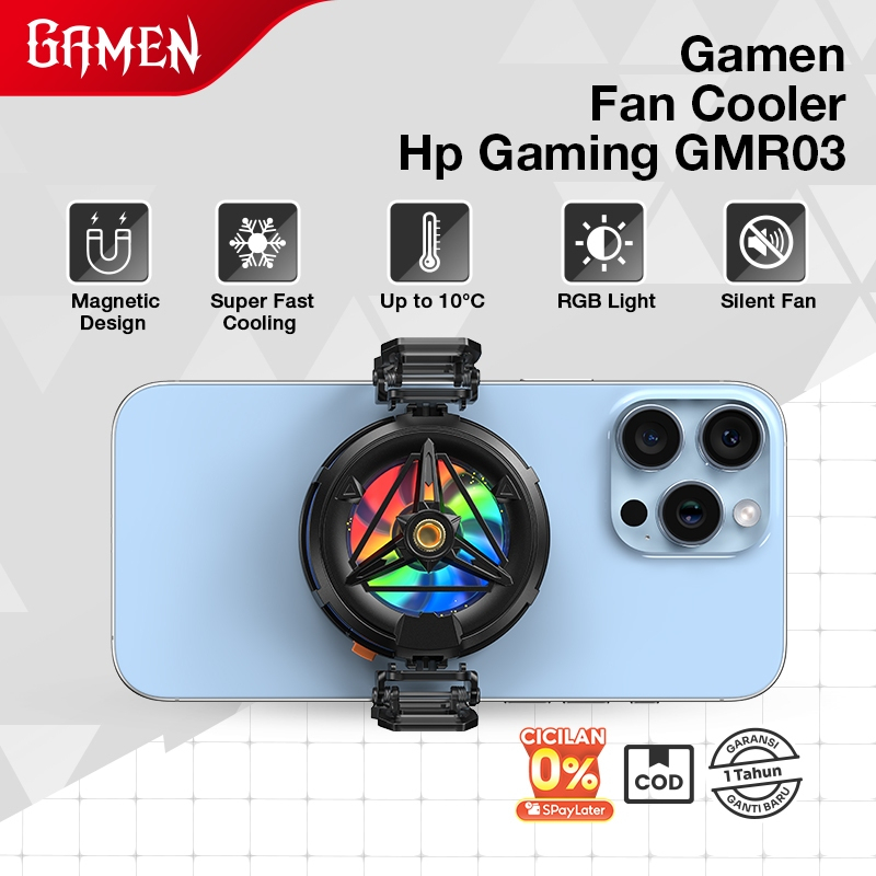 Jual GAMEN Fan Cooler Hp Gaming GMR03 RGB Magnetic Up to 10°C Heatsink ...