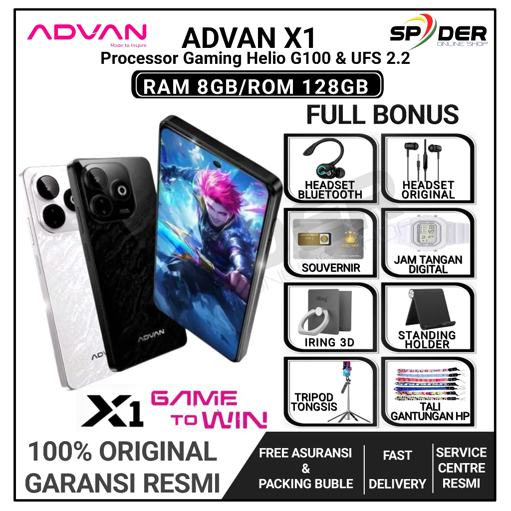 Jual ADVAN X1 NFC RAM 8+8GB/128GB ( MediaTek Helio G100 | 6.78" 120Hz ...