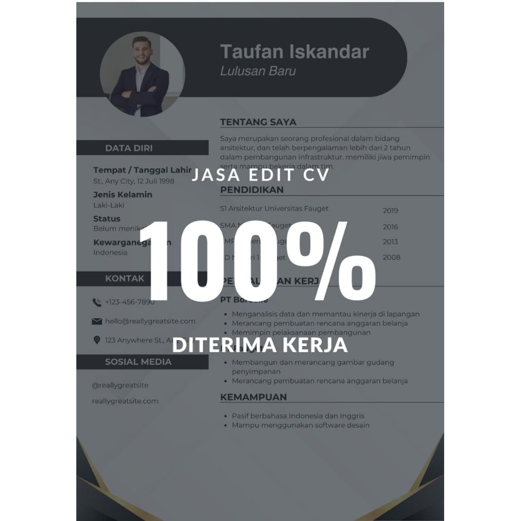 Jual Jasa Pembuatan CV Desain CV Jasa CV Surat Lamaran Kerja Edit Foto | Shopee Indonesia