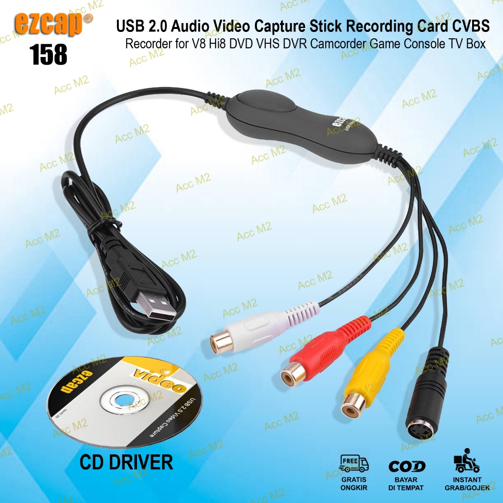 Jual EZCAP 158 USB 2.0 RCA Audio Video Capture Stick Recording Card ...
