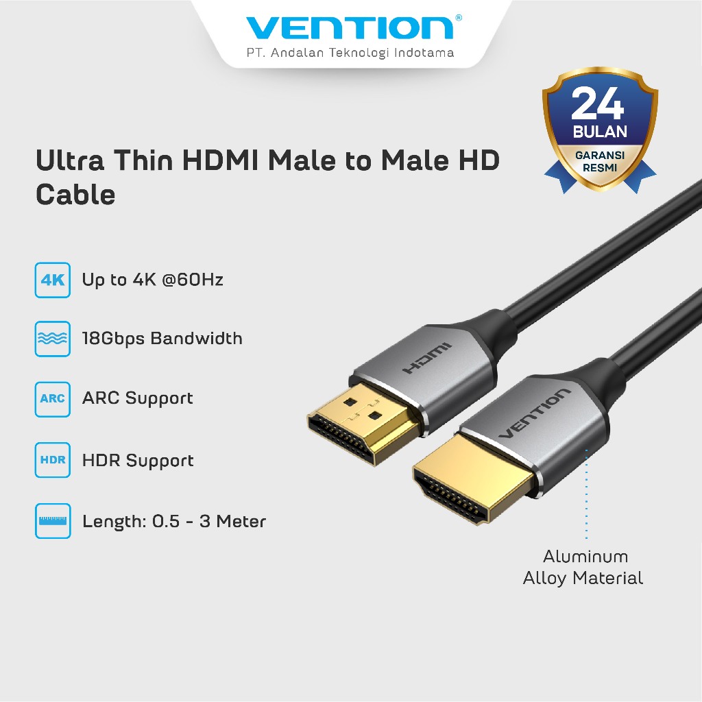Jual Vention Kabel HDMI Ultra Thin Slim Male to Male 4k 60Hz Premium ...