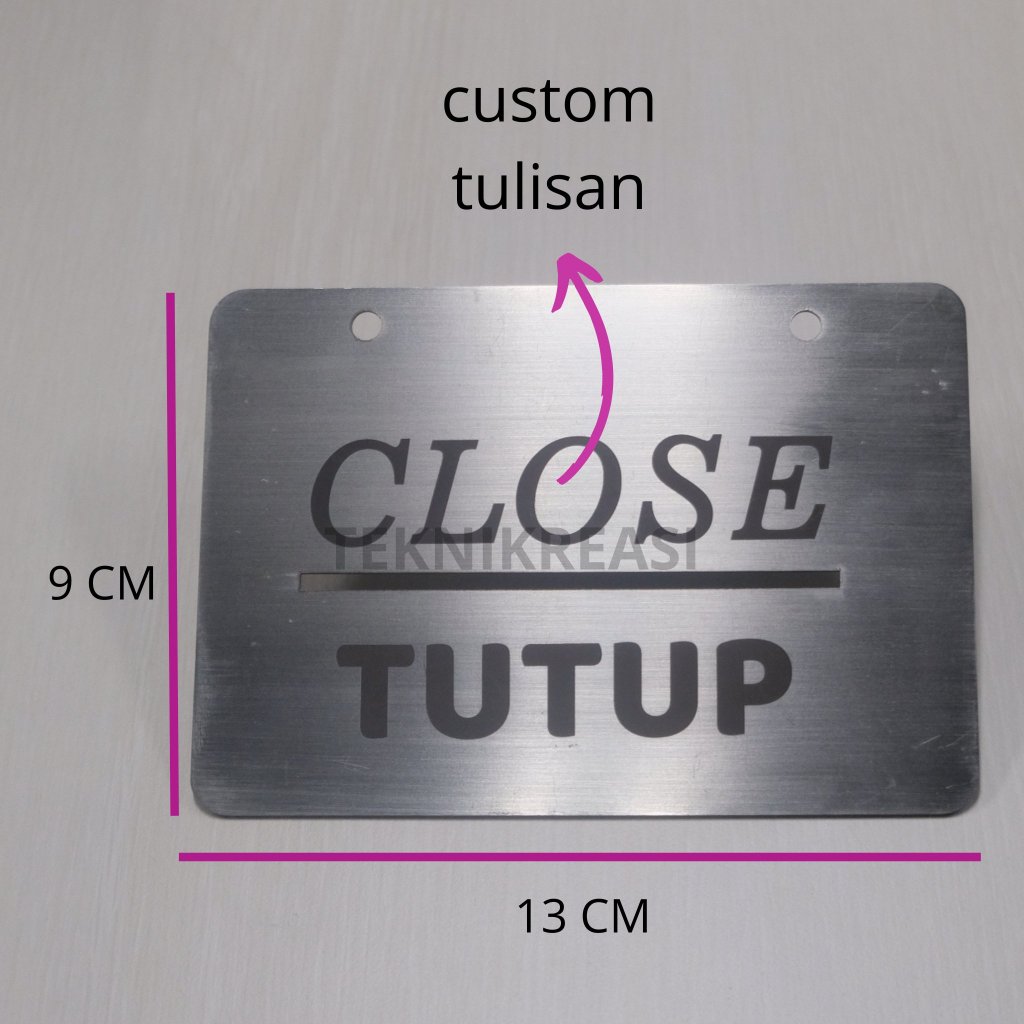 Jual Sign buka tutup stainless, apan open close, papan penanda pintu ...