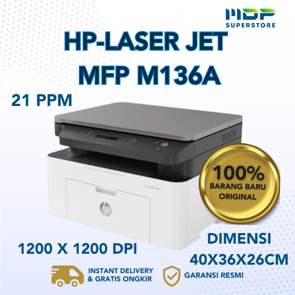 Jual PRINTER HP-LASER JET MFP M136A (4ZB85A) (LASER MONO,PRINT,SCAN ...