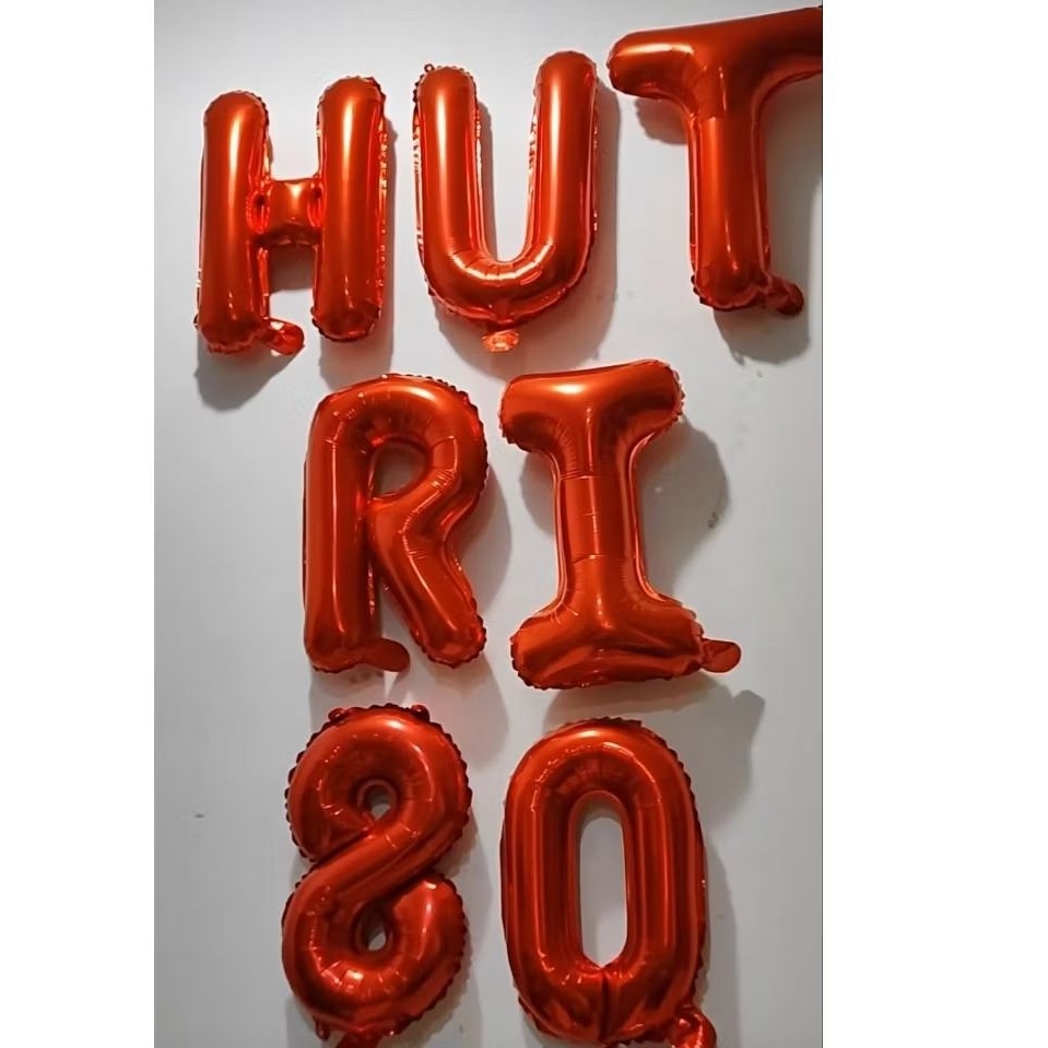 Jual BALON HURUF MERAH TULISAN HUT RI 80/BALON MERAH PUTIH/DEKORASI 17 ...
