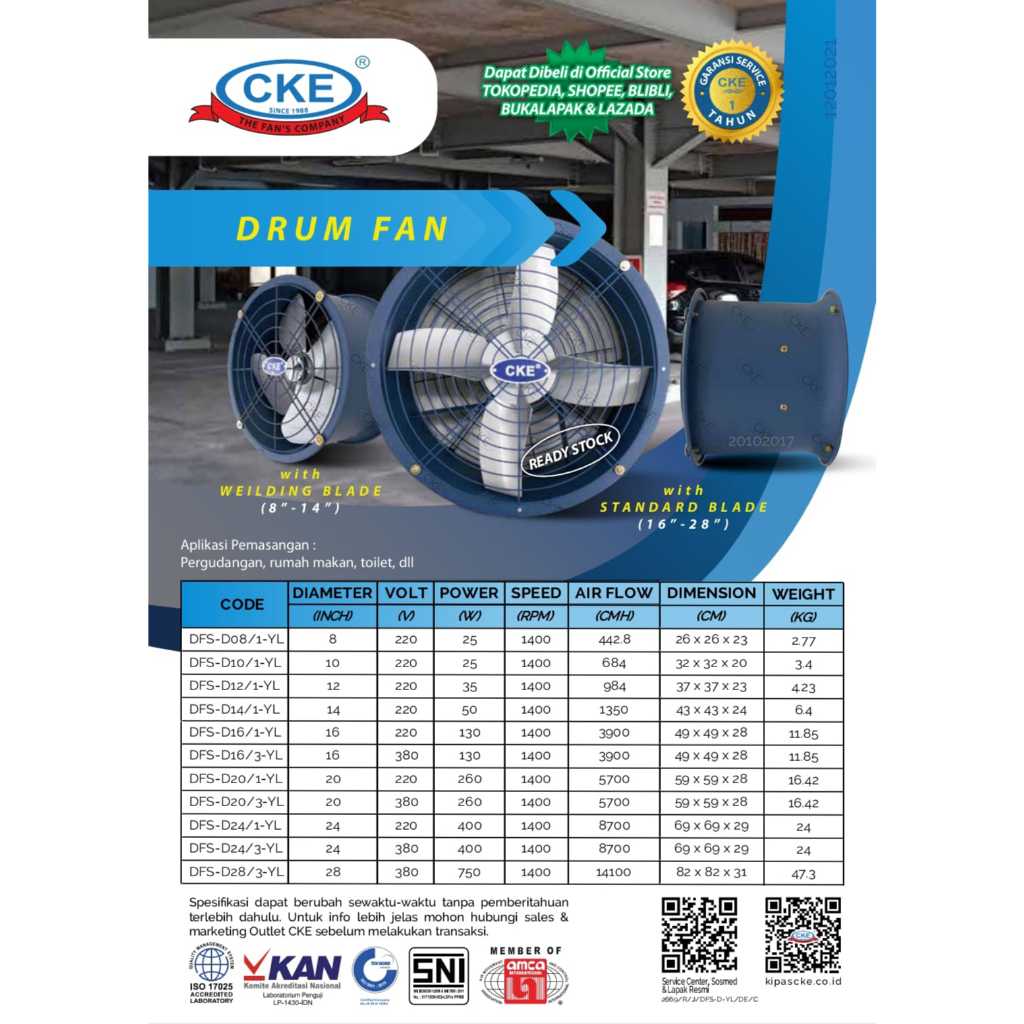Jual DRUM FAN CKE DFS D24 TABUNG BLOWER GEDUNG CKE 24 INCH CKE DFS-D24 ...