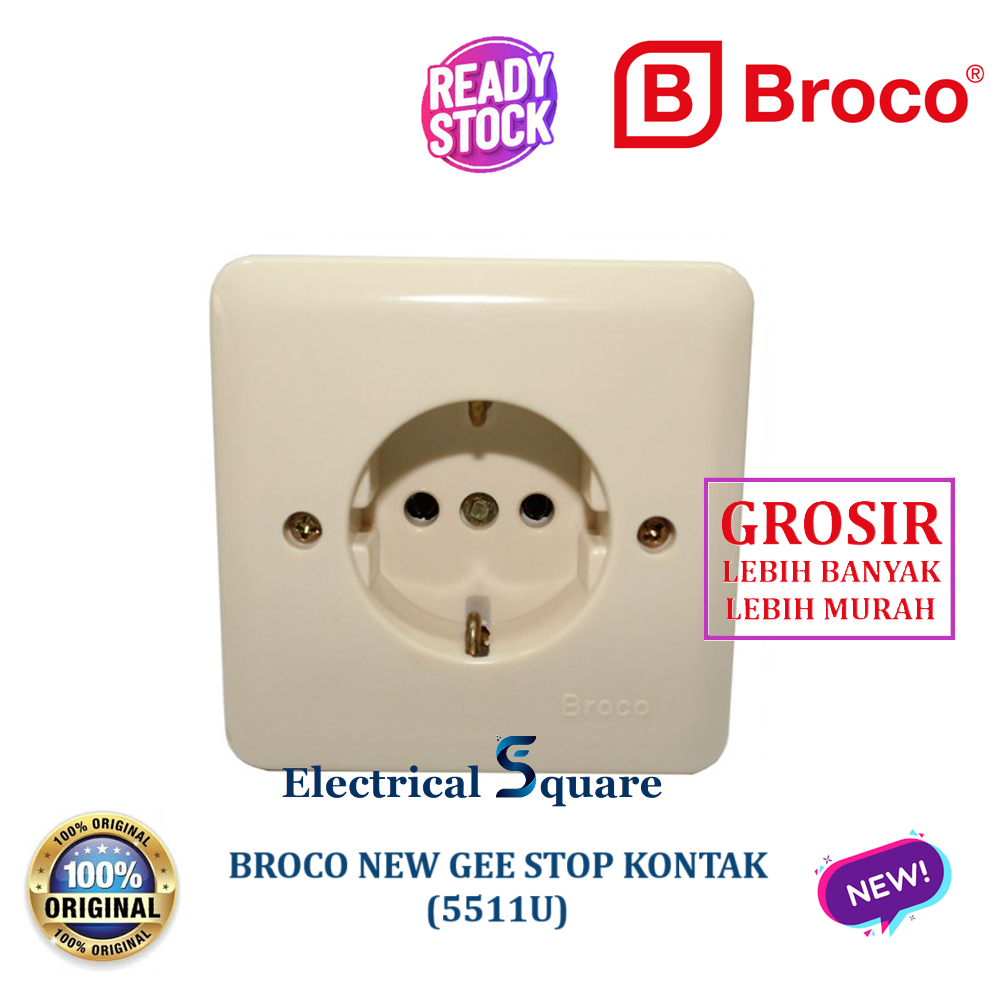 Jual (GROSIR) Stop Kontak Arde Broco New Gee IB Krem 5511U Tempat ...