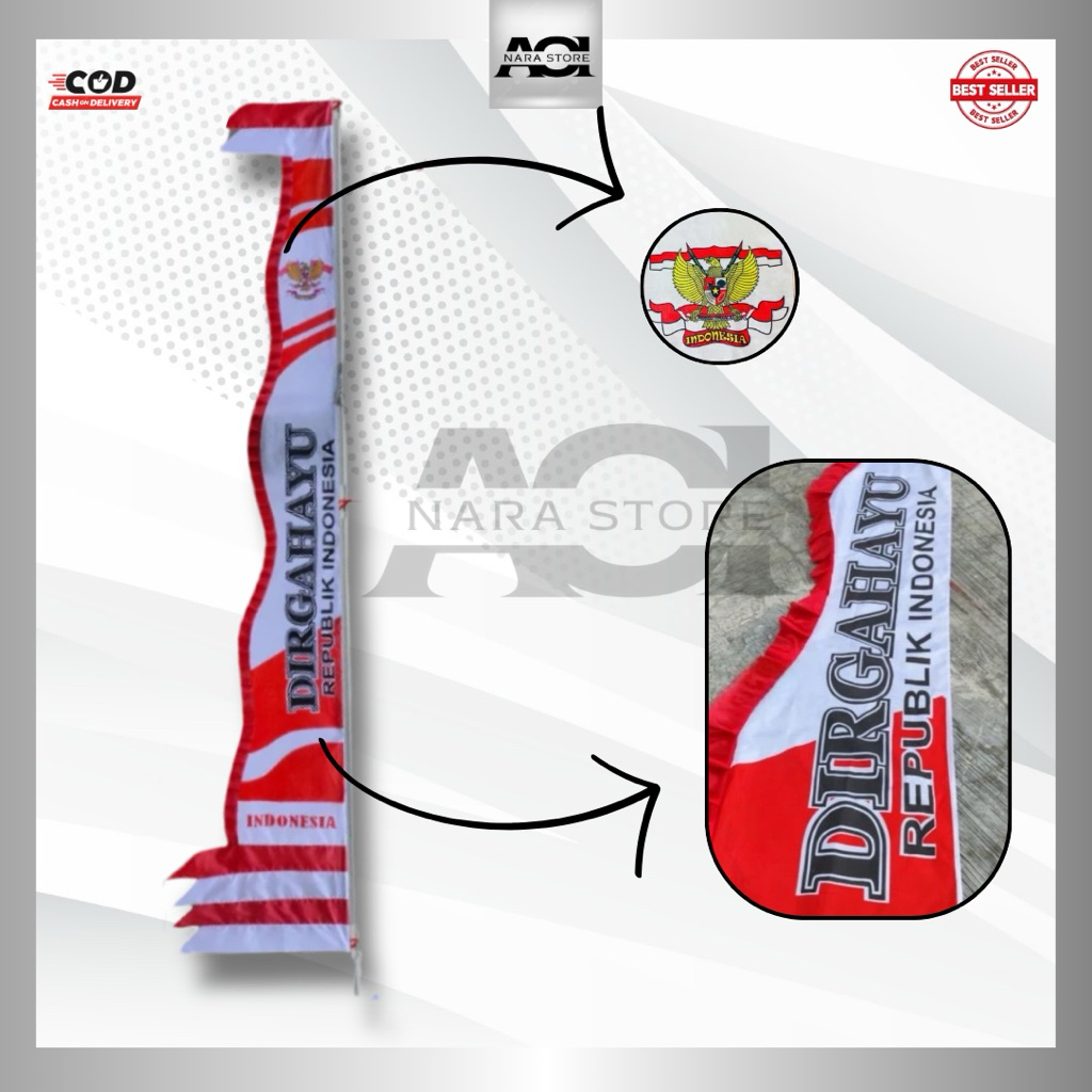 Jual BENDERA BANDIR REMPEL DIRGAHAYU PREMIUM (4meter) | Shopee Indonesia