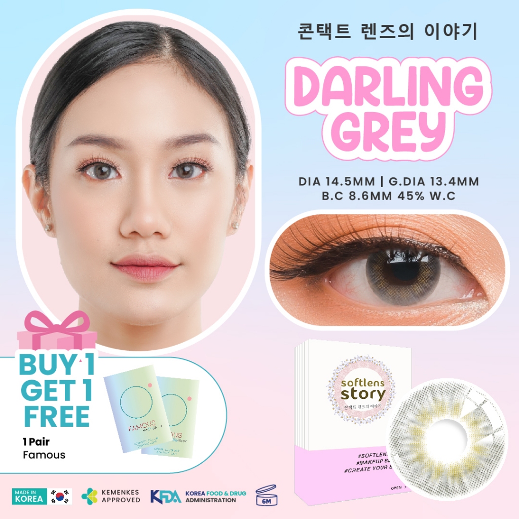Jual FREE FAMOUS SOFTLENS STORY DARLING GREY MADE IN KOREA | Shopee ...