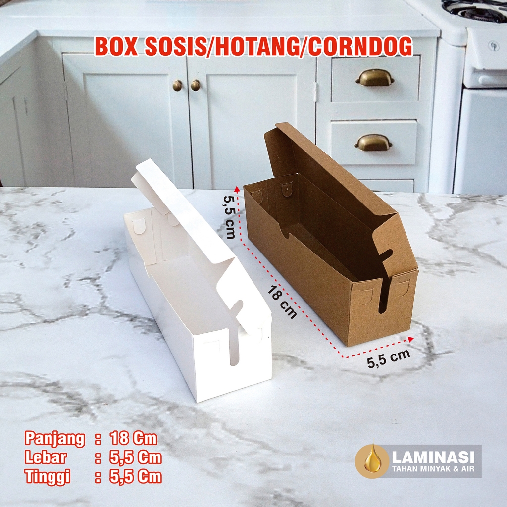 Jual Box Hotang / Box Sosis / Box Corndog 18x5,5x5,5 cm Bahan Anti ...