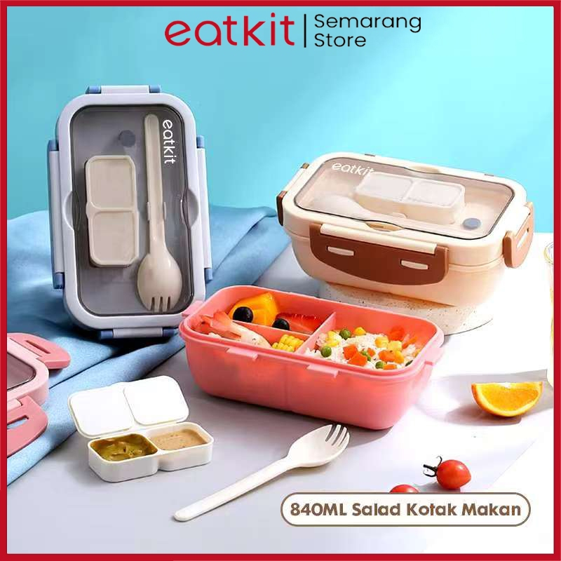 Jual Eatkit Set Kotak Makan Siang - Dengan Tempat Sambal dan Spork Kotak Bekal Anti Tumpah 3 ...