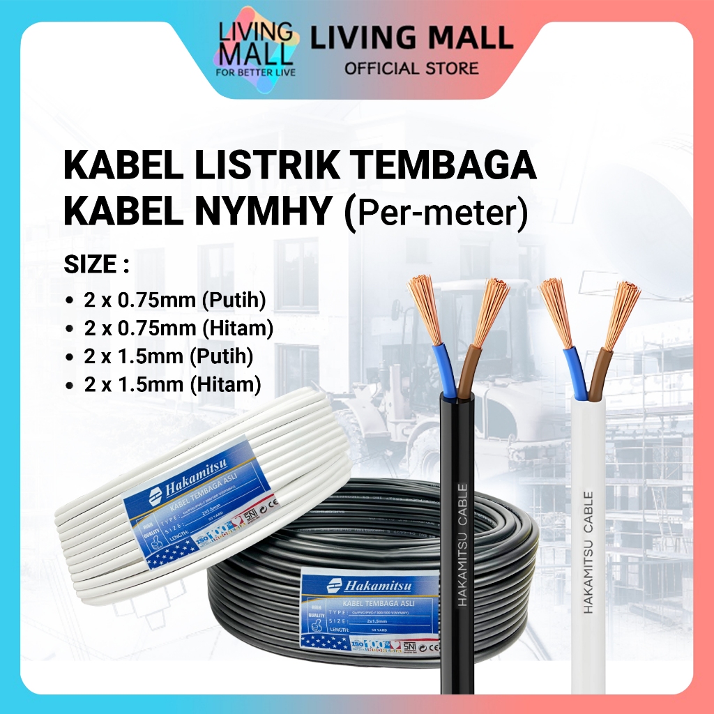 Jual (Per-Meter) Kabel Tembaga Asli /Kabel Listrik Kabel NYMHY 2x0.75 ...