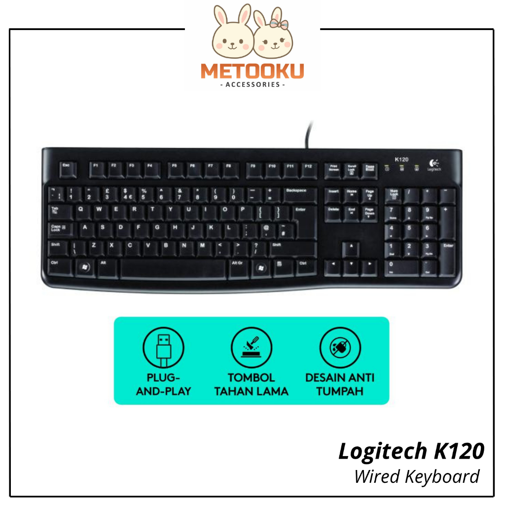Jual Logitech K120 Keyboard Full Size Kabel Plug and Play Wired ...