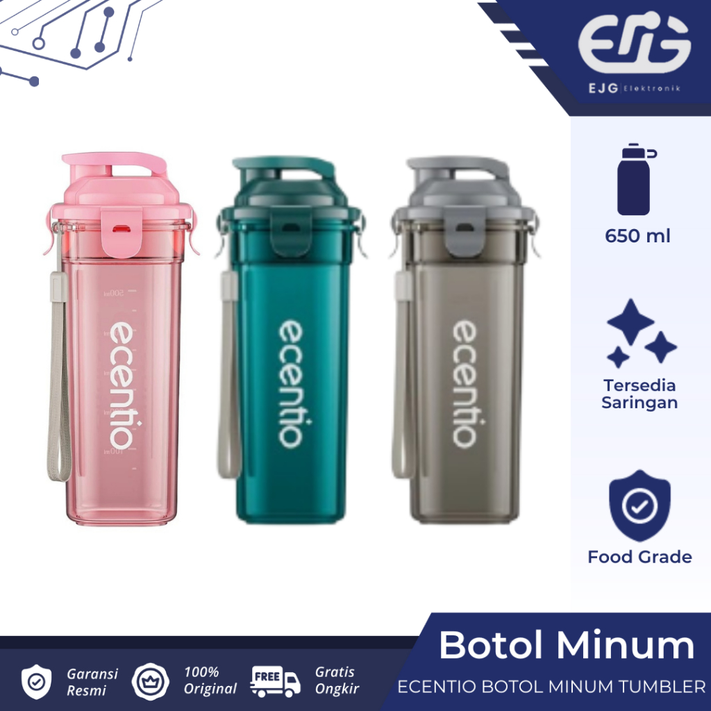 Jual Ecentio Botol Air Minum Portable 500ml Olahraga Bottle Tail Bening ...