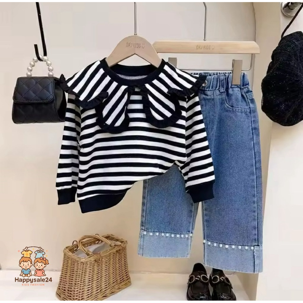 Jual Setelan Anak Perempuan Lucu Usia 1-5 Tahun Atasan Ruffle Salur ...