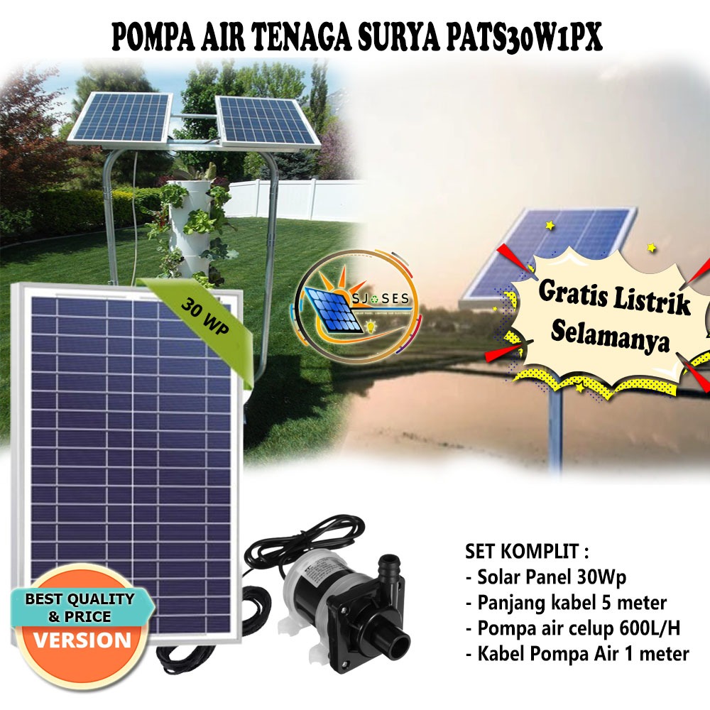 Jual Pompa Air Tenaga Surya PATS30W1PX 600L/H Tanpa Baterai Pompa Air ...
