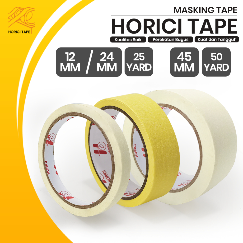 Jual HORICI 6PCS MASKING TAPE LAKBAN KERTAS PUTIH & KUNING ISOLASI ...