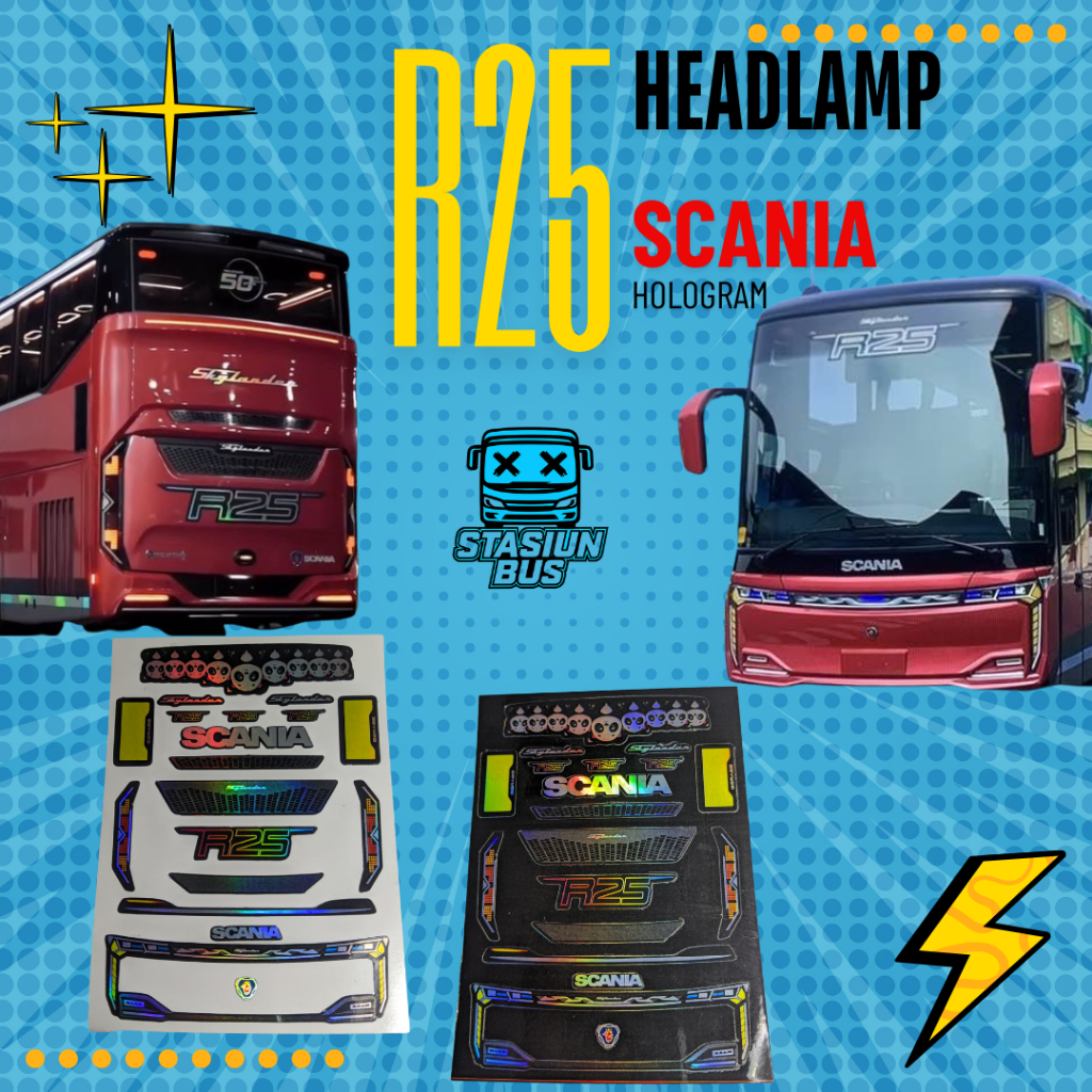 Jual stiker headlamp scania r25 hologram miniatur bus rkc aksesoris ...