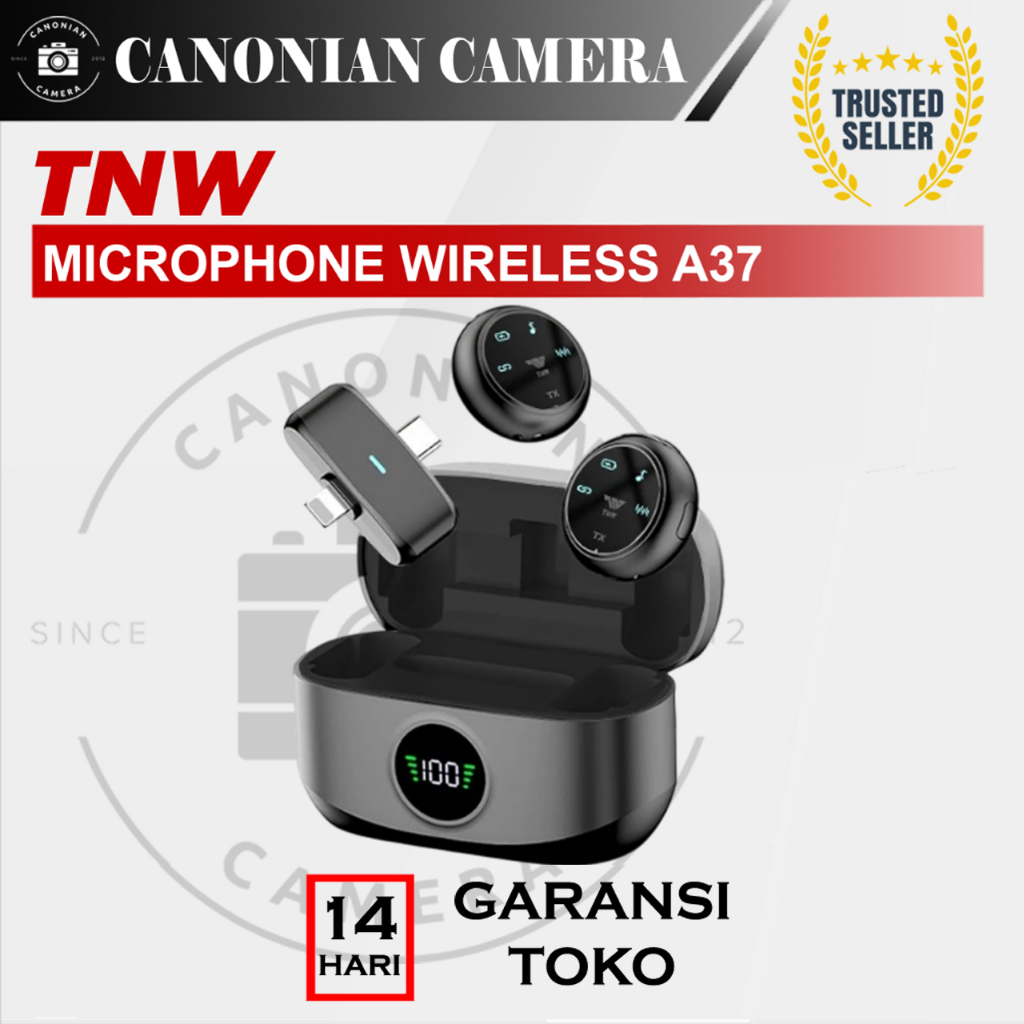 Jual TNW A37 Wireless Microphone 2 In 1 Clip On Mic Magnetic Dual Lavalier Microphone with ...