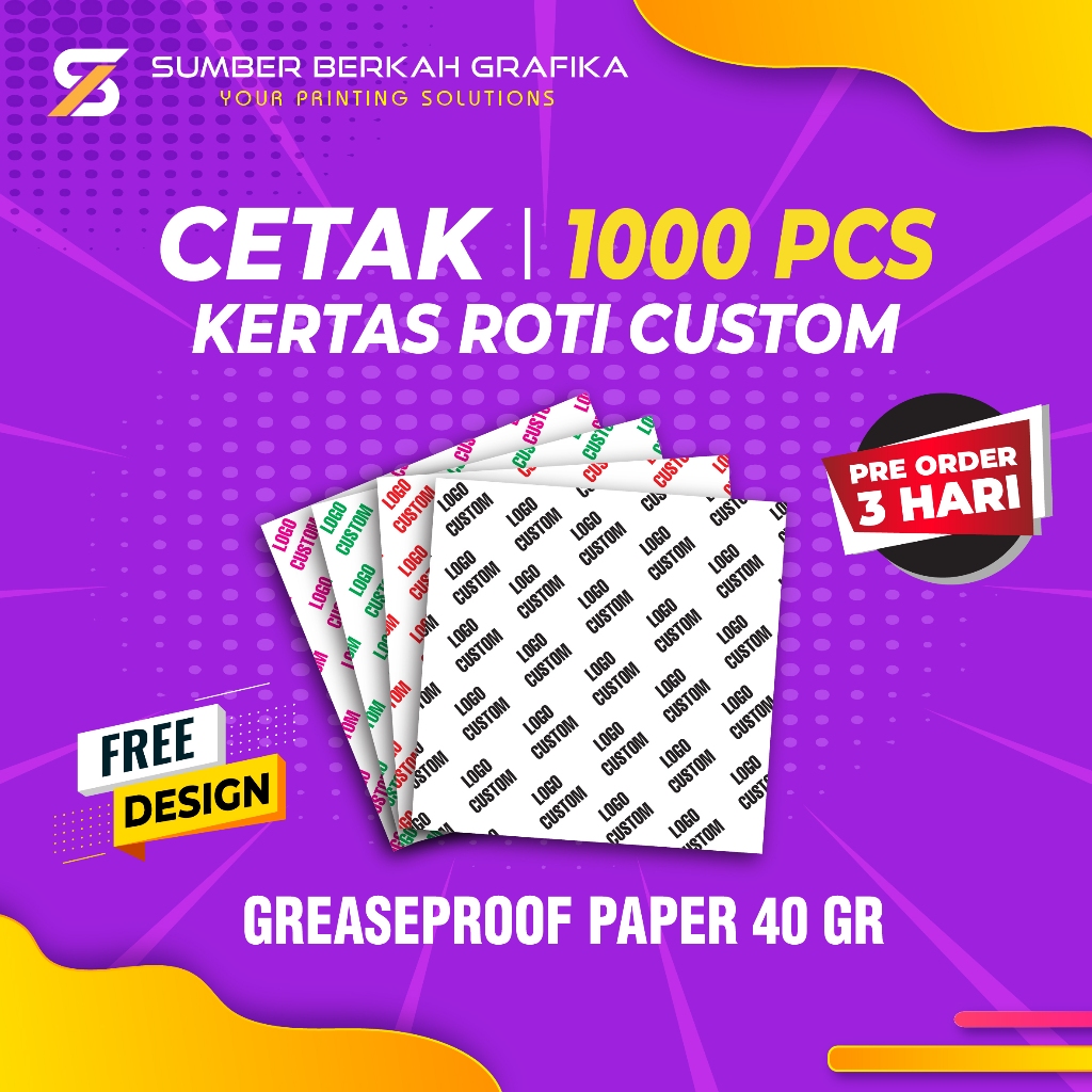 Jual Cetak Kertas Roti Custom ( 1000 Pcs ) | Shopee Indonesia
