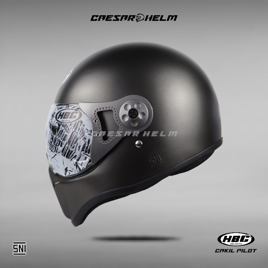 Jual HBC Cakil Pilot Solid - Grey Doff - Helm Retro | Shopee Indonesia