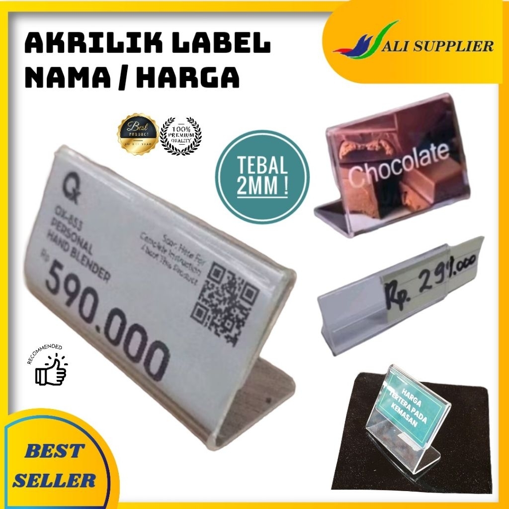 Jual Acrylic Label Nama / Akrilik Label / Acrylic Harga / Price Tag ...