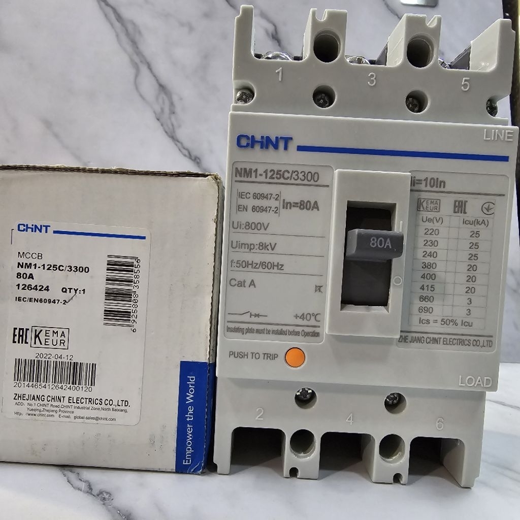 Jual MCCB NM1-125C/3300 25KA 3P 80A 100A 125A 3PHASE 220VAC CHINT ...