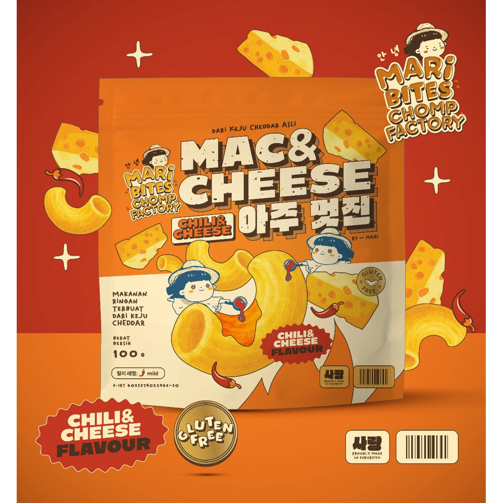 Jual CHILI & CHEESE Mari Bites Chomp factory Mac and Cheese Snack ...