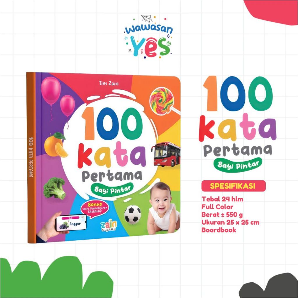 Jual buku 100 kata pertamaku bayi pintar soft babybook anak umur 1 2 3 tahun 0 6 bulan busy ...
