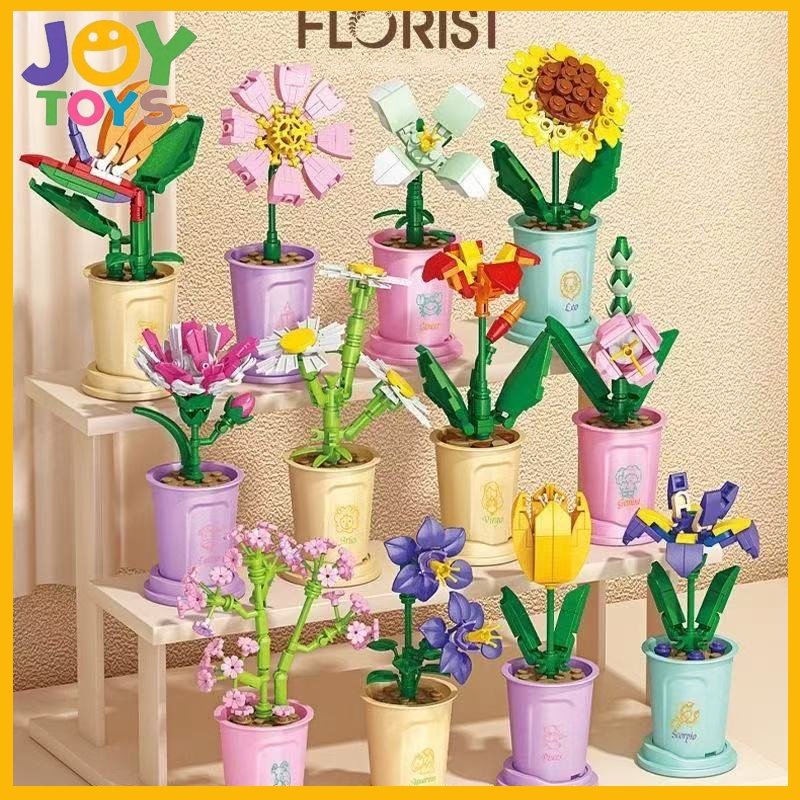 Jual JOY Pot Tanaman Blok Bangunan Mini Mainan Edukatif Bunga Zodiak ...