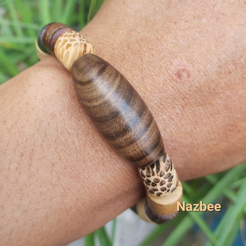 Jual Gelang Kombinasi Kayu Bertuah Model Tabung Liontin Plat Kalimasada ...