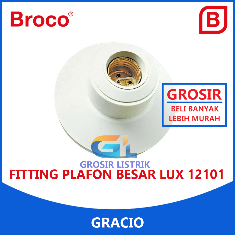 Jual (GROSIR) Broco Gracio Fitting Plafon Besar Lux Putih 12101 Ceiling ...