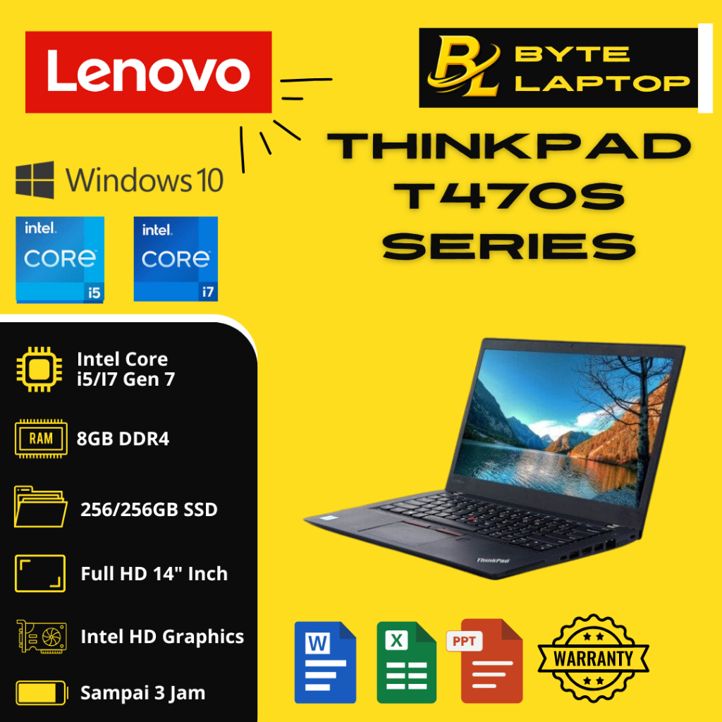 Jual Lenovo Thinkpad T470S,T480s,T490s . series Core i7 Gen 7 RAM 8 ...