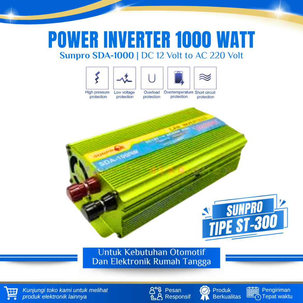 Jual POWER INVERTER 1000 WATT DC 12V TO AC 220V SUNPRO SDA-1000W ...