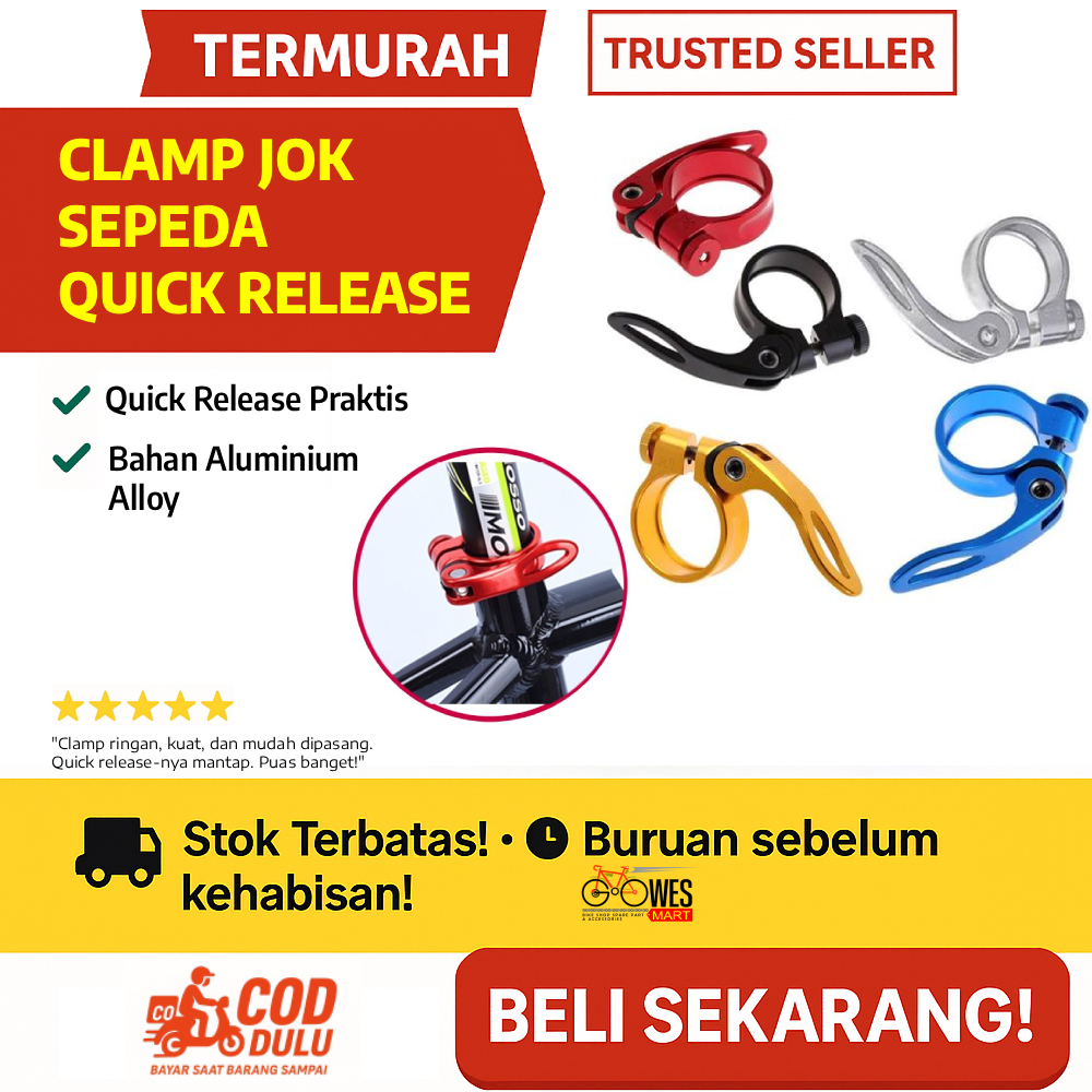 Jual Clamp Jok Sepeda 31.8mm Quick Release – Aluminium Alloy Sepeda MTB ...