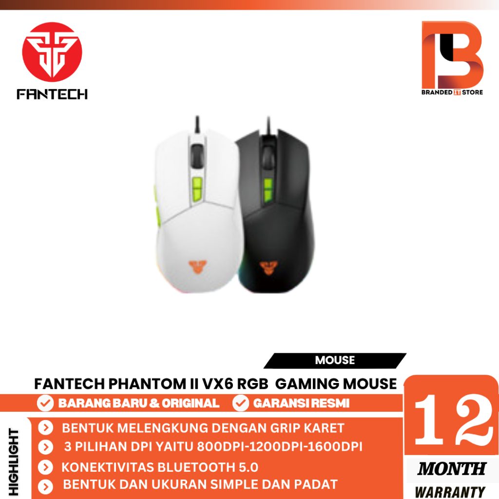 Jual FANTECH PHANTOM II VX6 RGB MACRO Gaming Mouse WHITE BLACK | Shopee Indonesia