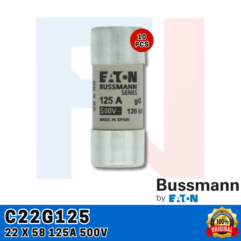 Jual FUSE CYLINDRICAL C22G125 14 x 51 125A 500V EATON BUSSMANN | Shopee ...