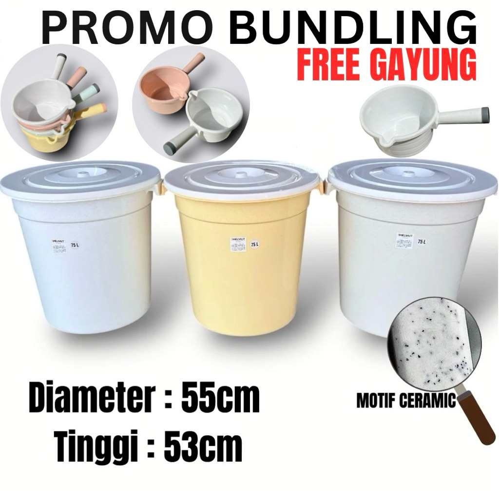 Jual [PROMO BUNDLING FREE] Gayung mandi + Ember Tutup Hyper Ceramic 75 ...