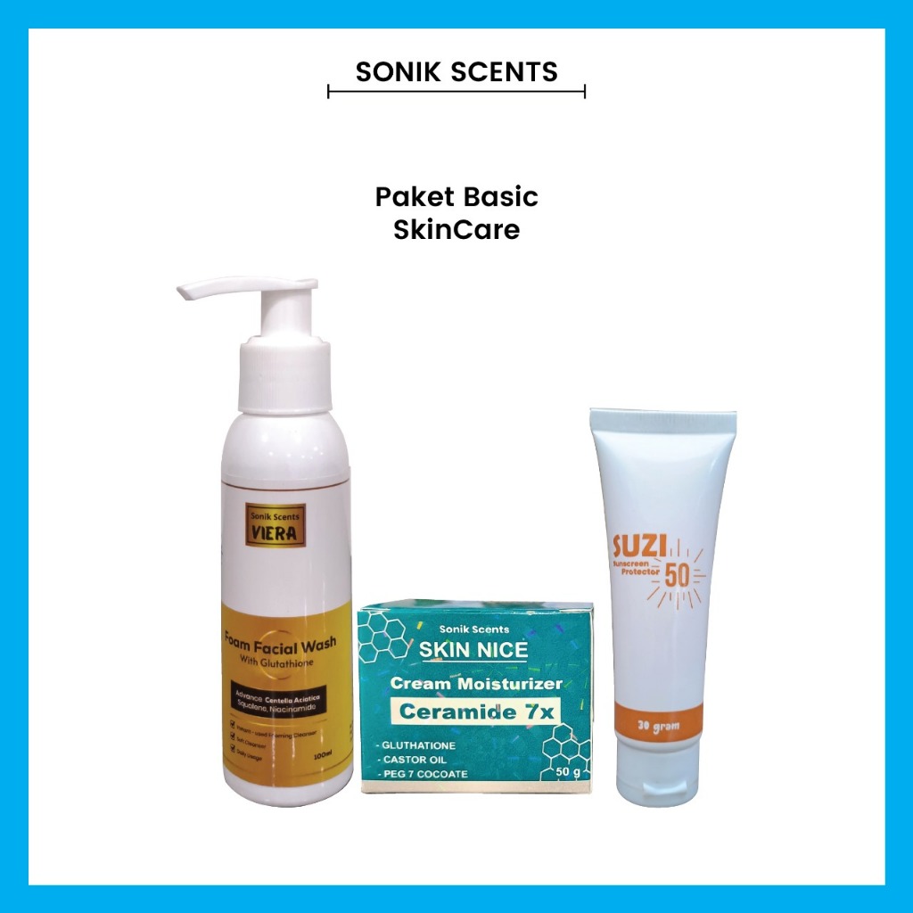 Jual SONIK SCENTS Paket Basic Skincare Facial Wash 100ml + Skin Nice Moisturizer 50g + Suzi SPF ...