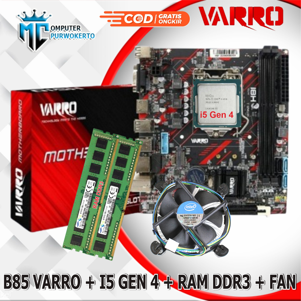 Jual Paket MOBO MAINBOARD H81 LGA 1150 NEW + Processor Intel Core i5 Gen 4 + RAM + FAN | Shopee ...