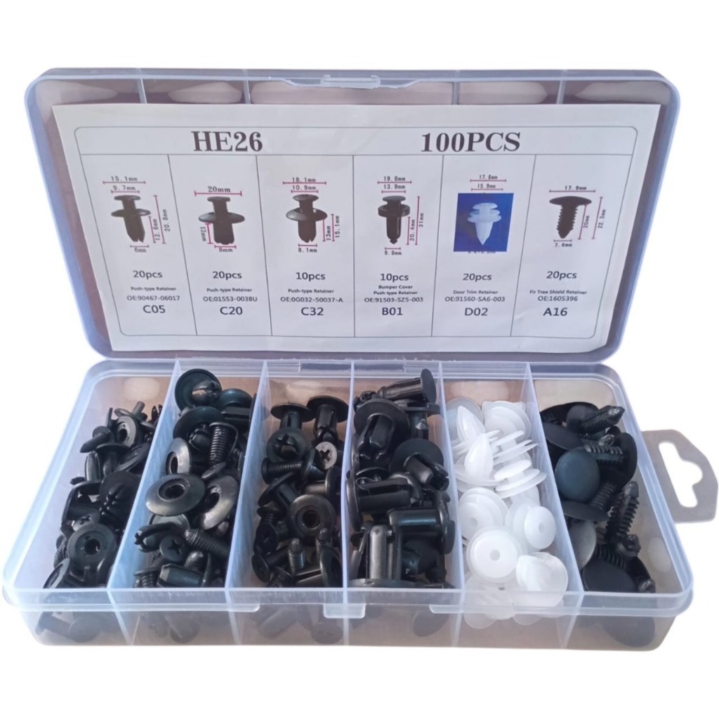 Jual BAUT SET RIVET MOBIL UNIVERSAL CLIP KANCING PLASTIK REPARASI BODY ...