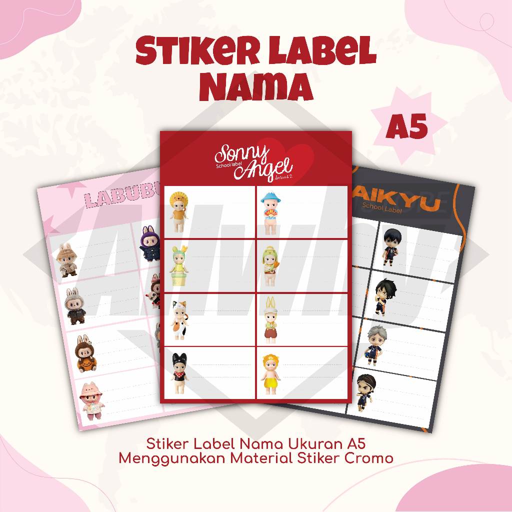 Jual Stiker Label Nama Buku & Alat Tulis - Desain Karakter Favorit Anak ...