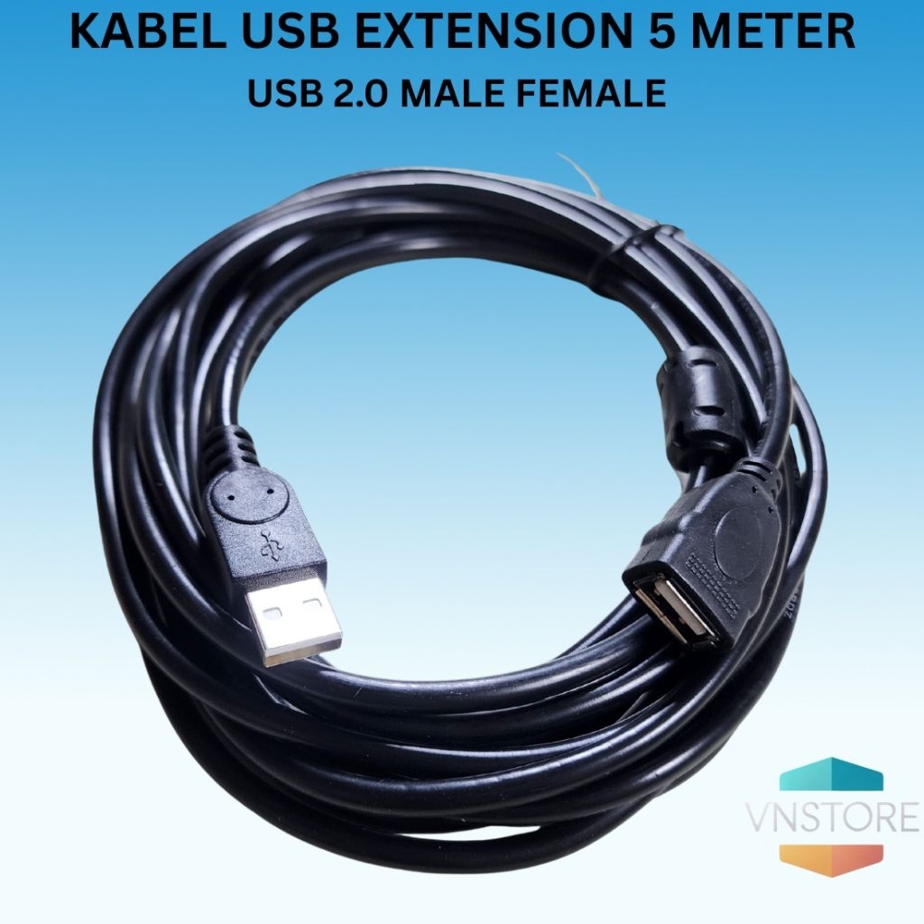 Jual SKU-1066 KABEL USB MALE FEMALE 5M HITAM / PERPANJANGAN USB ...