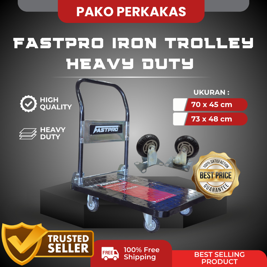 Jual FASTPRO GEROBAK BARANG PLAT BESI 150kg & 300kg / HAND TROLLEY IRON ...