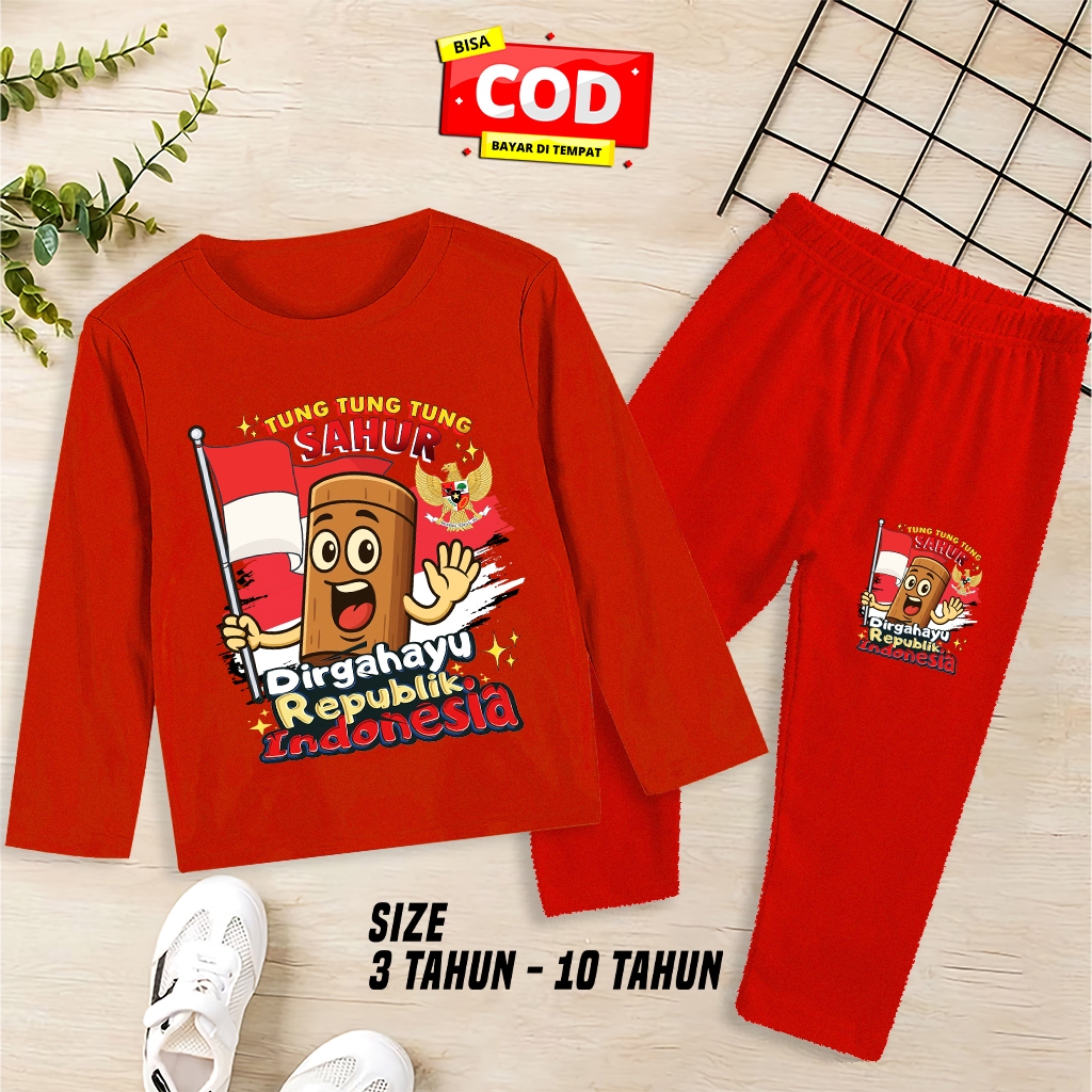 Jual Baju Tung Tung Tung Sahur Anak 17 Agustus Umur 3-10 Tahun Setelan Anomali HUT RI Anak ...